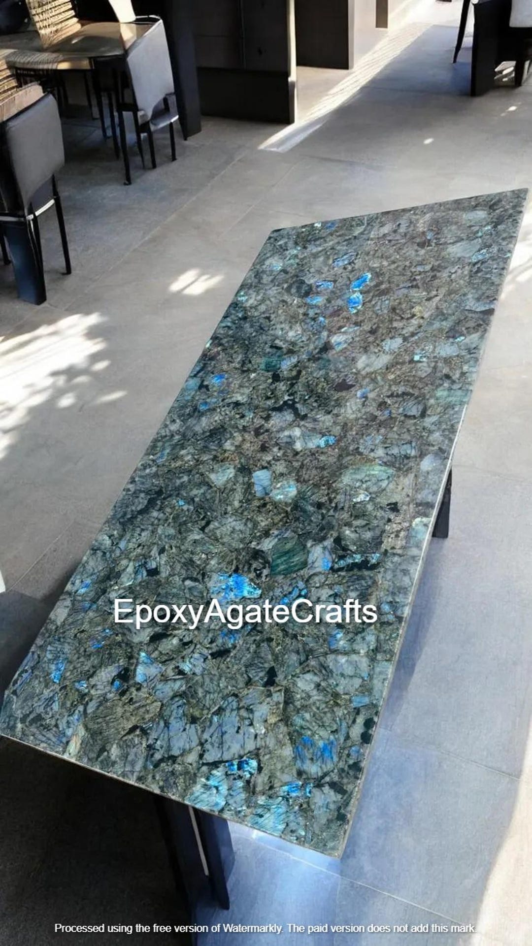 Elegant Labradorite Stone Top Dining Table Kitchen Slab Luxury Bar ...
