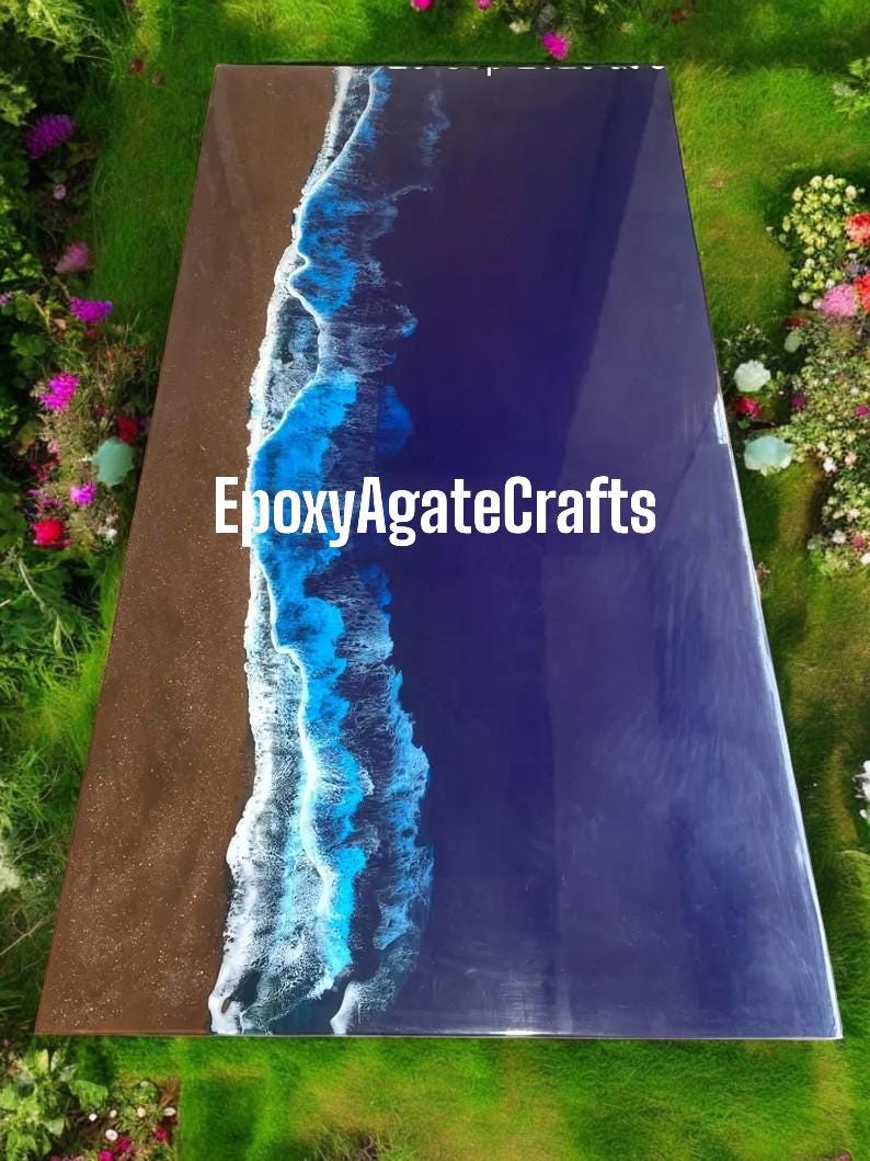 Ocean Wave Epoxy Resin Center Table Top Handmade Sofa & Dining Table ...