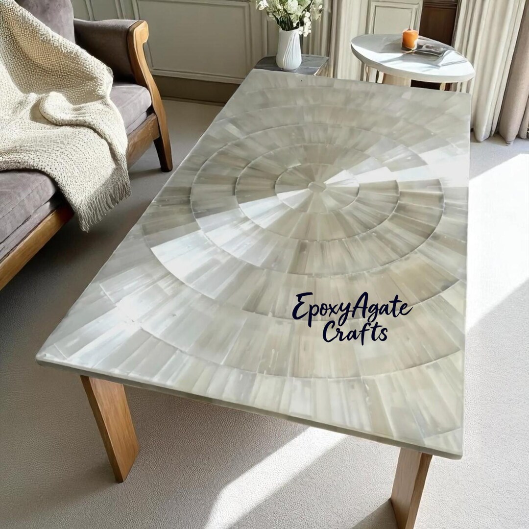 Selenite Crystal Center Table: Sunburst Art, Luxury Living Room Decor ...