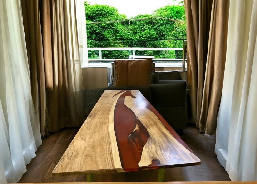 Red Epoxy Resin Conference Office Meeting Top Dining Room Table Luxury ...