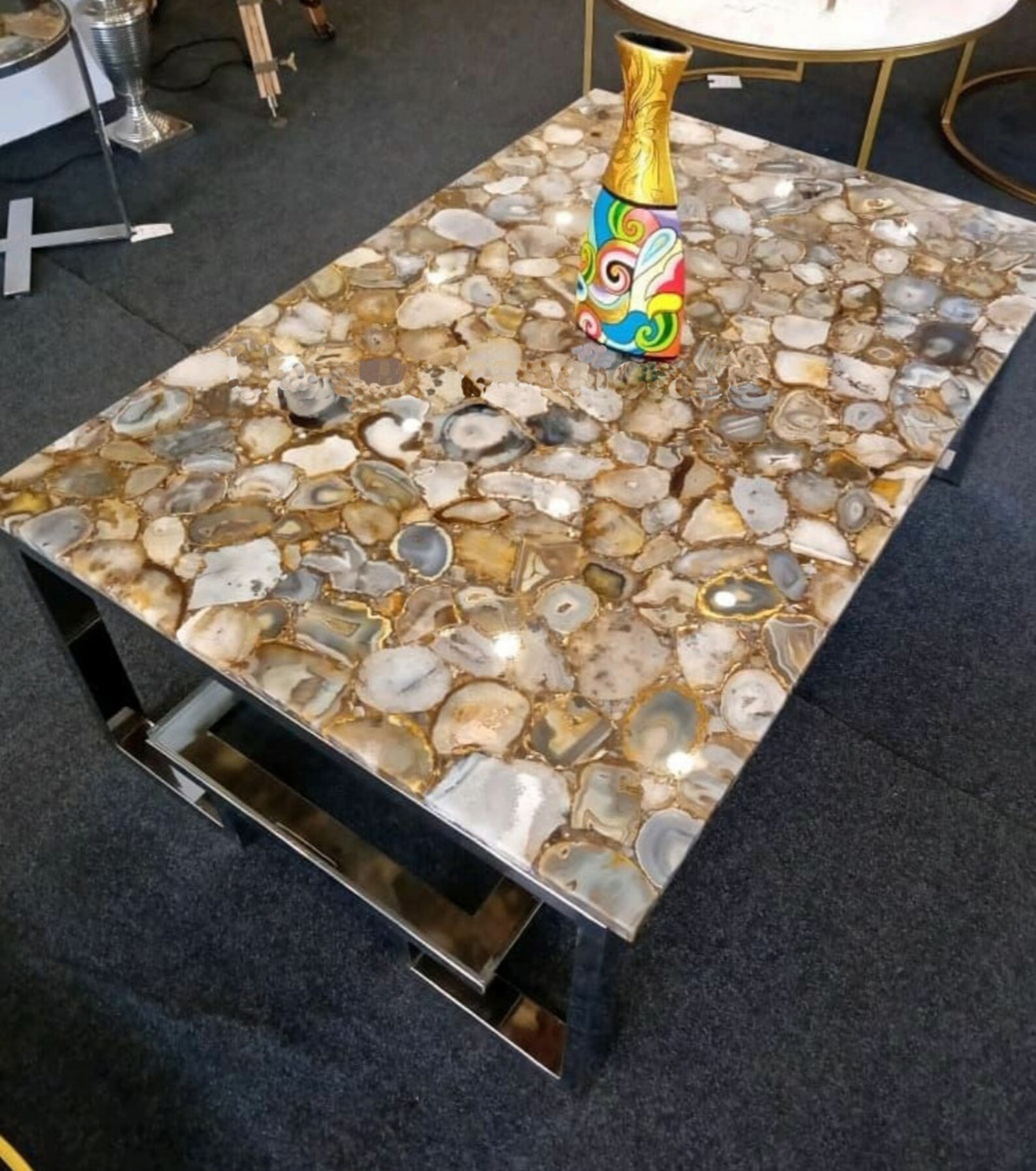 Agate Gemstone Coffee Table, Handmade Furniture, Agate Side Table ...