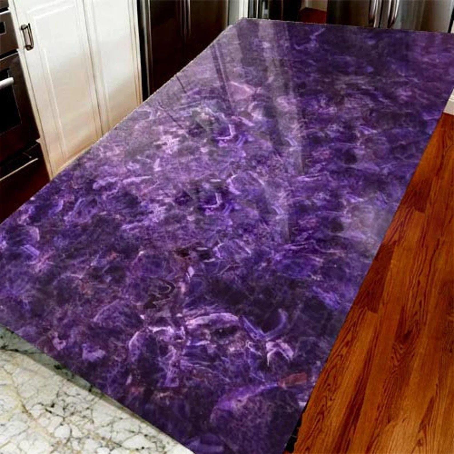 Purple Amethyst Gemstone Dining Table Top Kitchen Slab Countertop ...