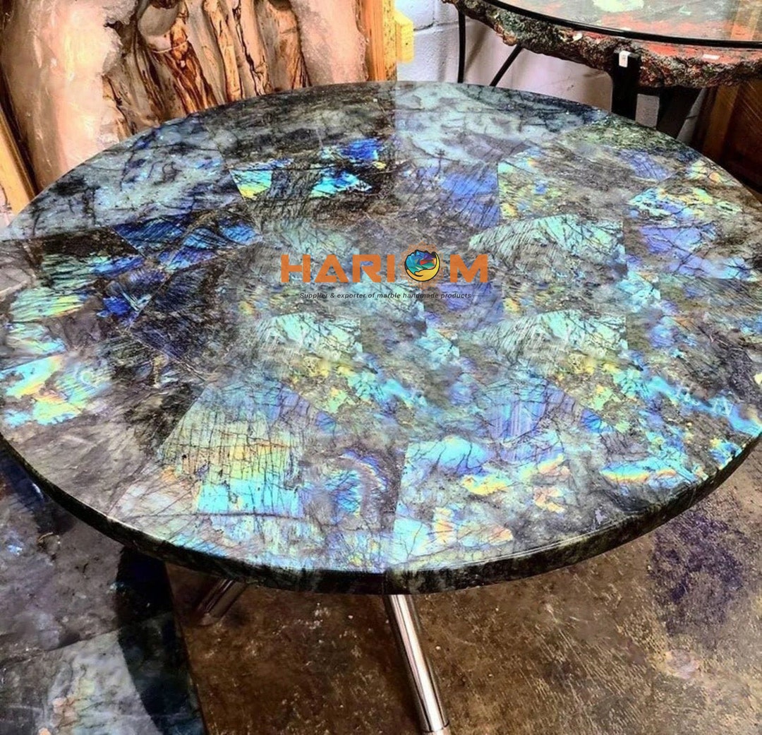 Labradorite Gemstone Coffee Table Kitchen Slab Console Bar Cafeteria ...