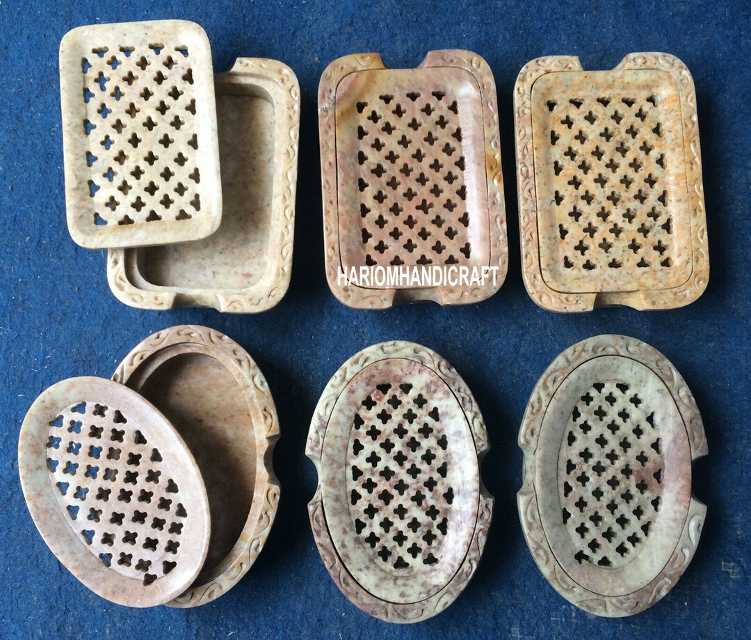 Handmade Beige Soap Stone Dishes - Oval & Rectangle Bathroom Decor ...