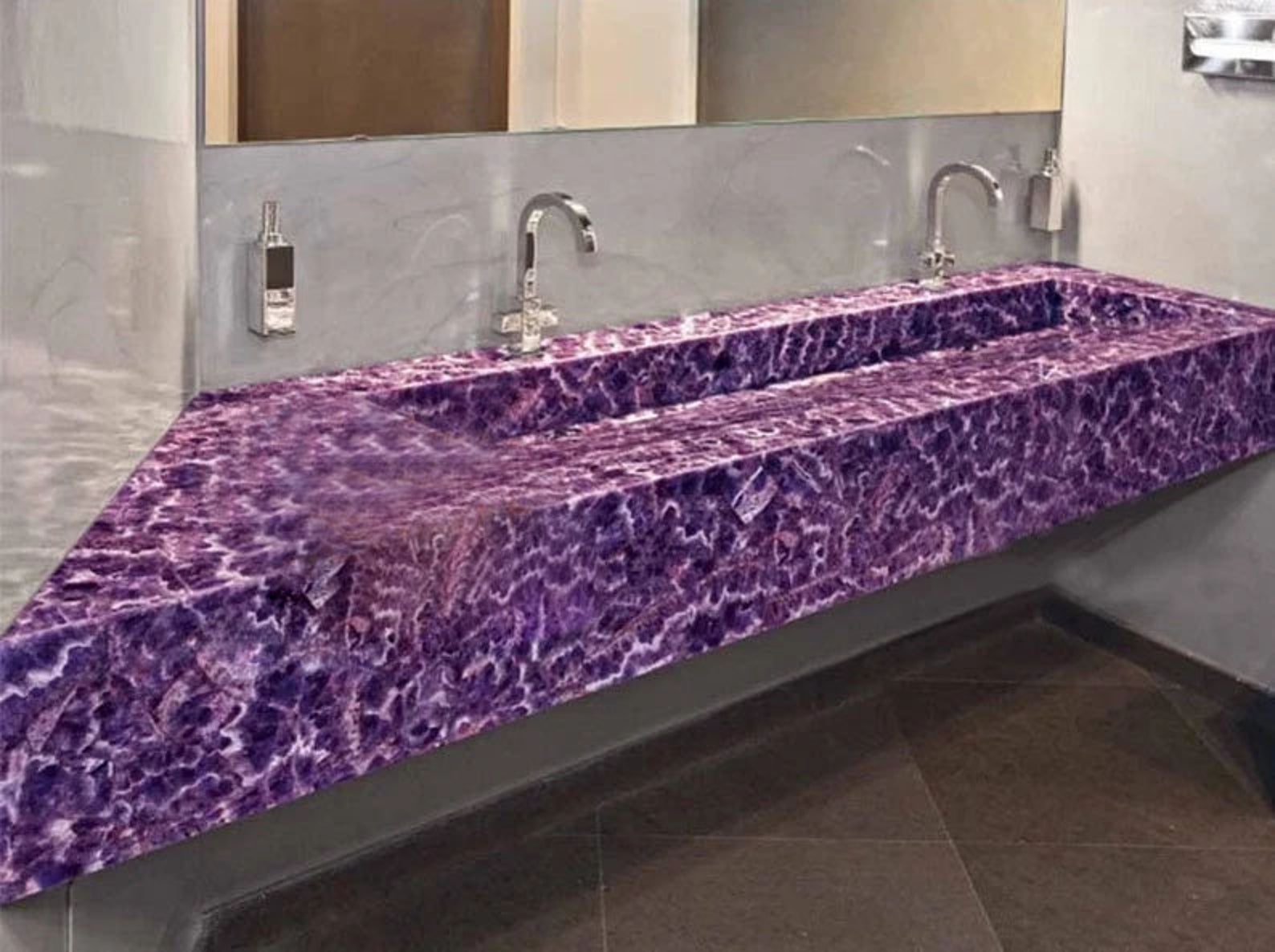 Purple Amethyst Stone Dining Table for Kitchen, Countertop, Conference ...