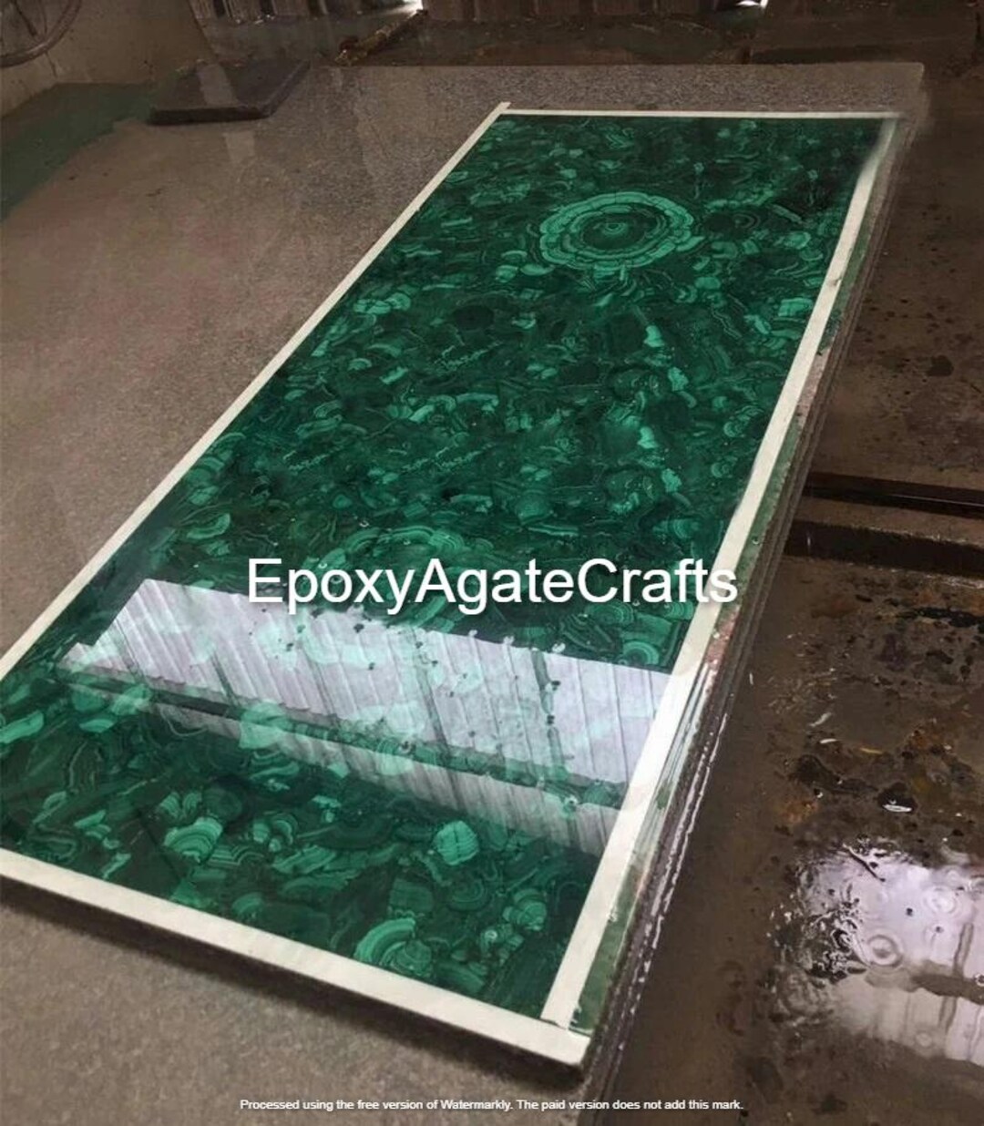 Rectangle Malachite Stone Dining Table Luxury Random Gemstone Kitchen ...