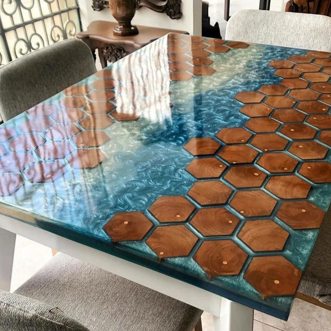 Custom Made Epoxy Resin Conference Dining Table Top Handmade Furniture ...