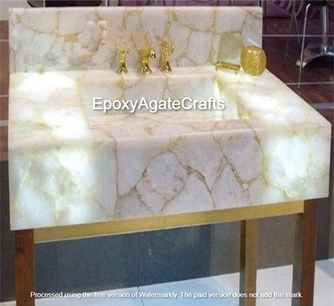Handmade White Quartz Stone Sink: Elegant Bathroom Wash Basin - Etsy