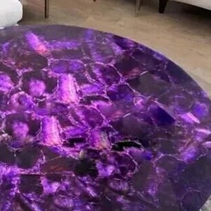 Natural Round Amethsy Coffee Table Top Crystal Healing Gemstone ...