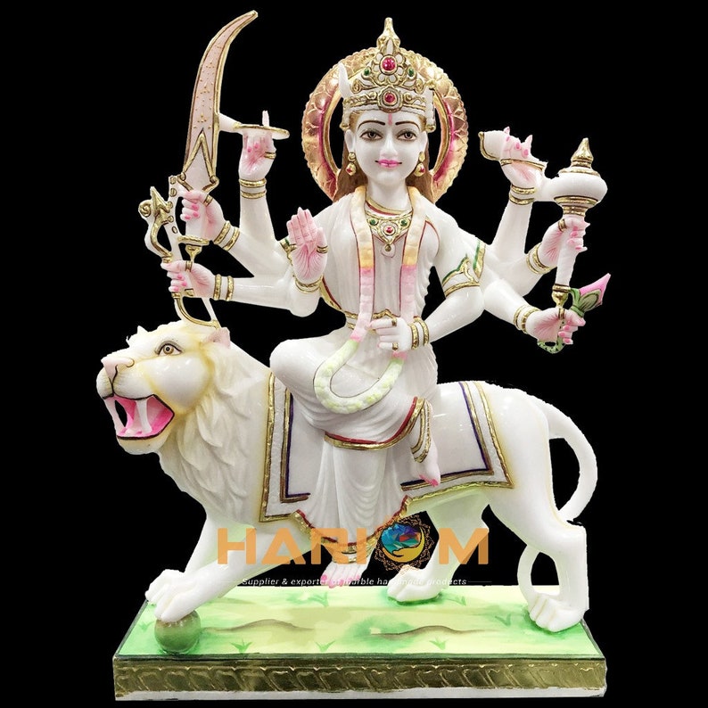 30 Marble White Durga Mata Rani Statue Hand Painted - Etsy