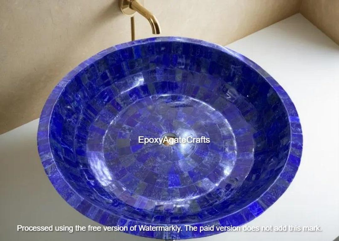 Round Lapis Lazuli Stone Sink | Luxury Gemstone Bathroom Basin ...