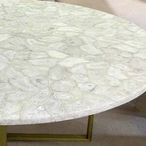 White Quartz Stone Coffee Table Top Handmade Furniture Modern Arts ...