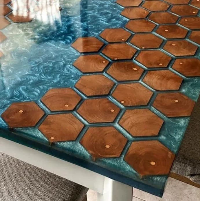 Custom Made Epoxy Resin Conference Dining Table Top Handmade Furniture ...