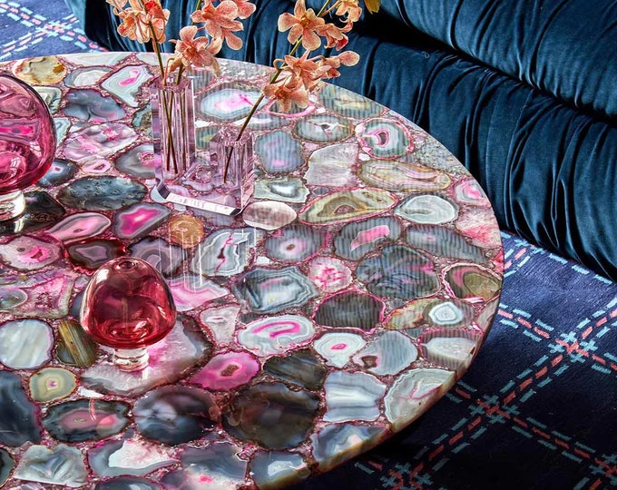 Purple Amethyst Stone Dining Table for Kitchen, Countertop, Conference ...