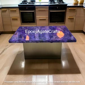 Purple Amethyst Stone Center Sofa Dining Table Crystal Healing Gemstone ...