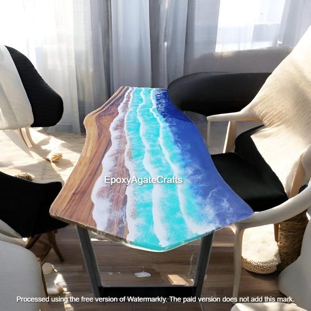72"x48" Epoxy Resin Ocean Wave Table Beach Ocean Resin Art Table ...