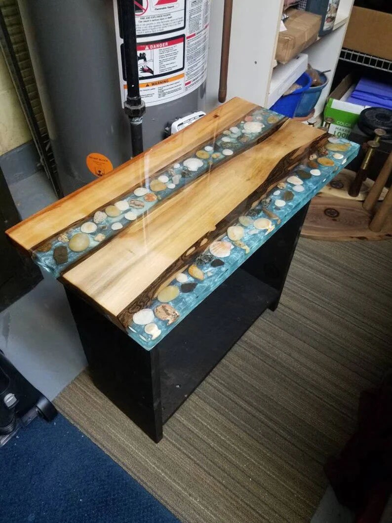 Clear Epoxy Resin Top Dining Table, Wooden Epoxy Table, Stone Epoxy ...