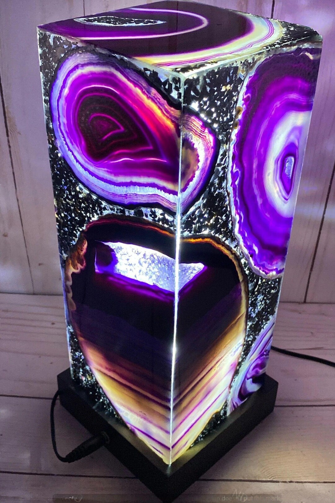 Natural Agate Stone Nightstand Lamp Handmade Art Luxury Table Lamp for ...