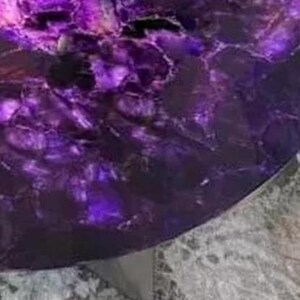 Natural Round Amethsy Coffee Table Top Crystal Healing Gemstone ...