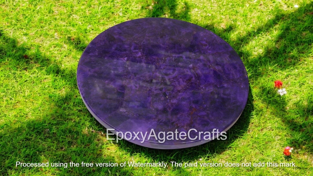 Handmade Round Amethyst Table Top: Crystal Healing Gemstone Decor - Etsy