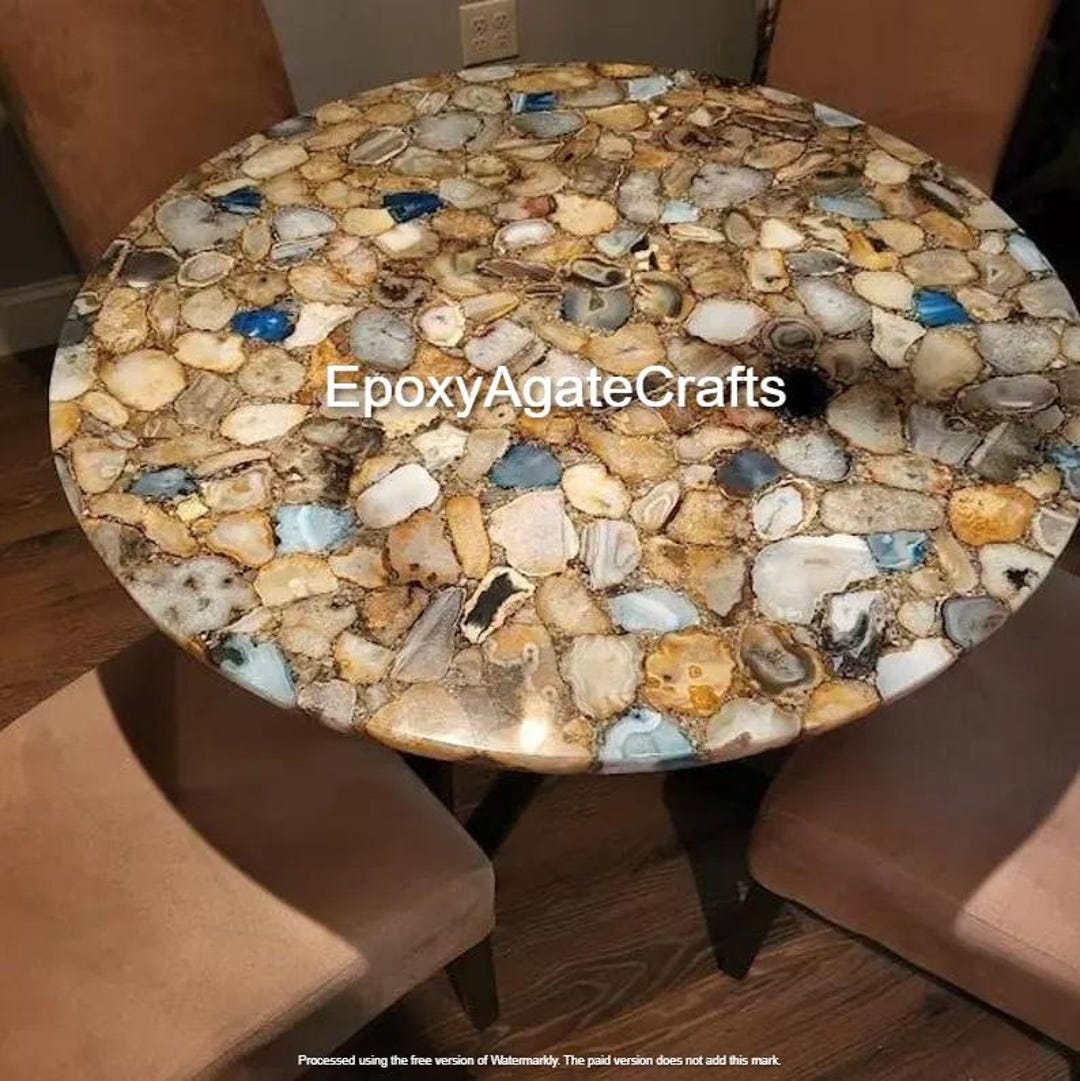 Handmade Round Agate Stone Table Top: Modern Luxury Decor - Etsy