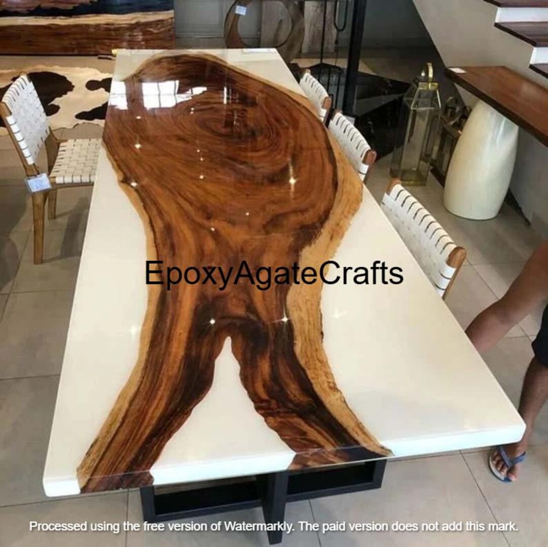 Modern White Epoxy Resin Center Table Handmade Sofa Dining Table Top ...