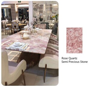 Rose Quartz Stone Dining Table Kitchen Slab Counter Bar Conference ...