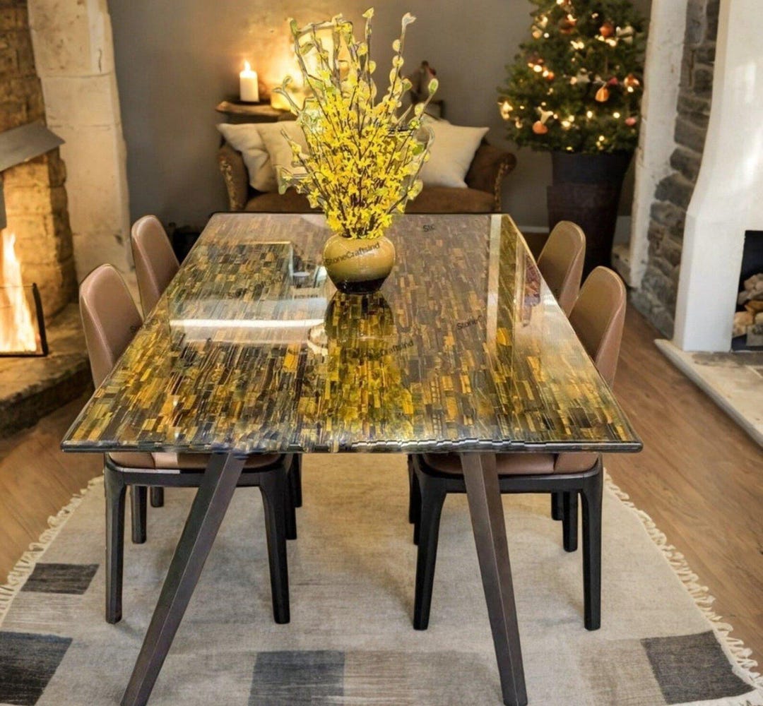 Tiger Eye Dining Table Top, Tiger Eye Stone Coffee & Breakfast Table ...
