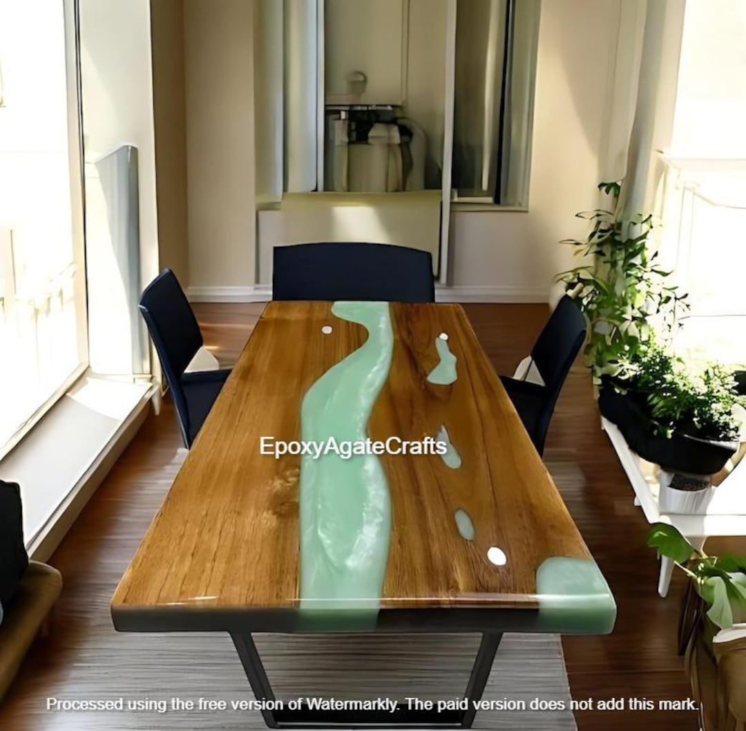 Custom Epoxy Wooden Resin Table Handmade Dining Table Unique Live Edge ...