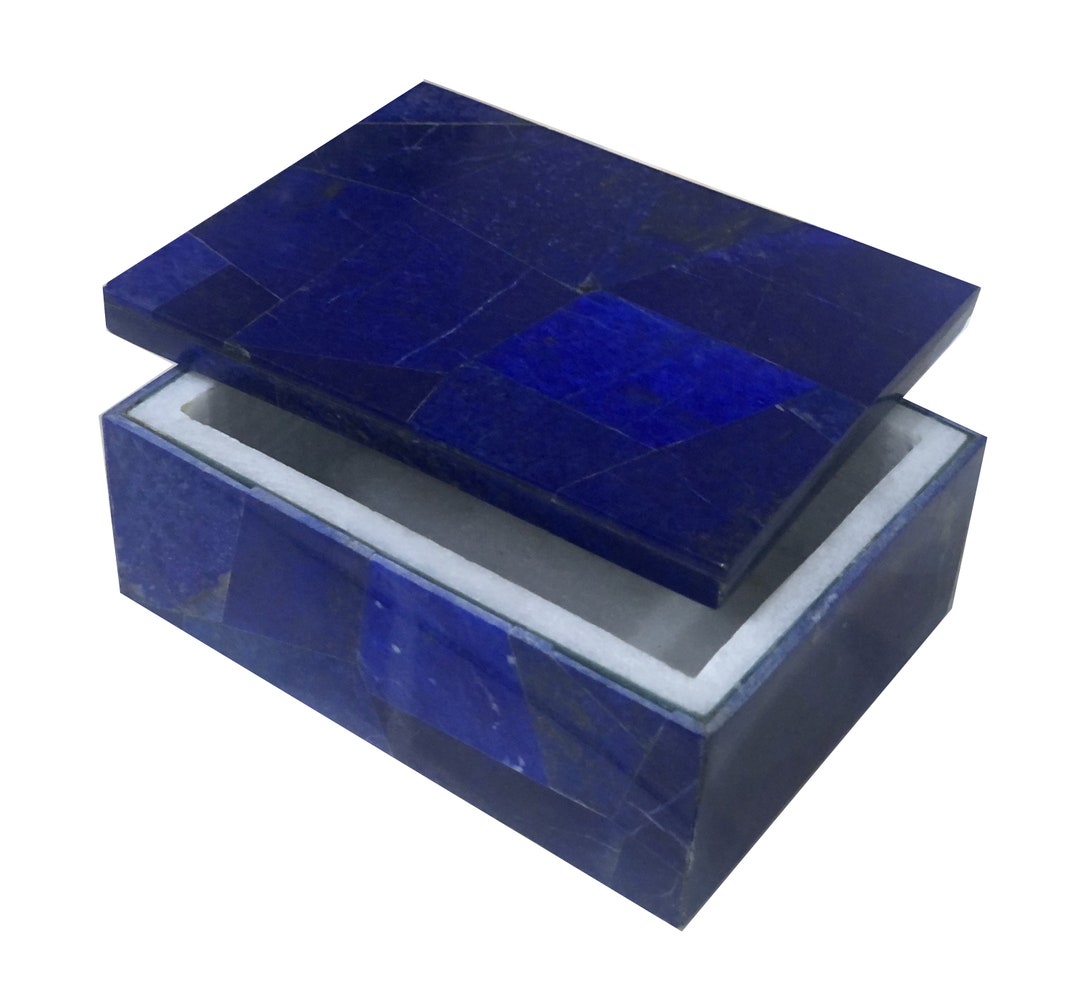 4x3x2 Great Quality Lapis Lazuli Box Random Gemstone Inlay Blue Lapis ...