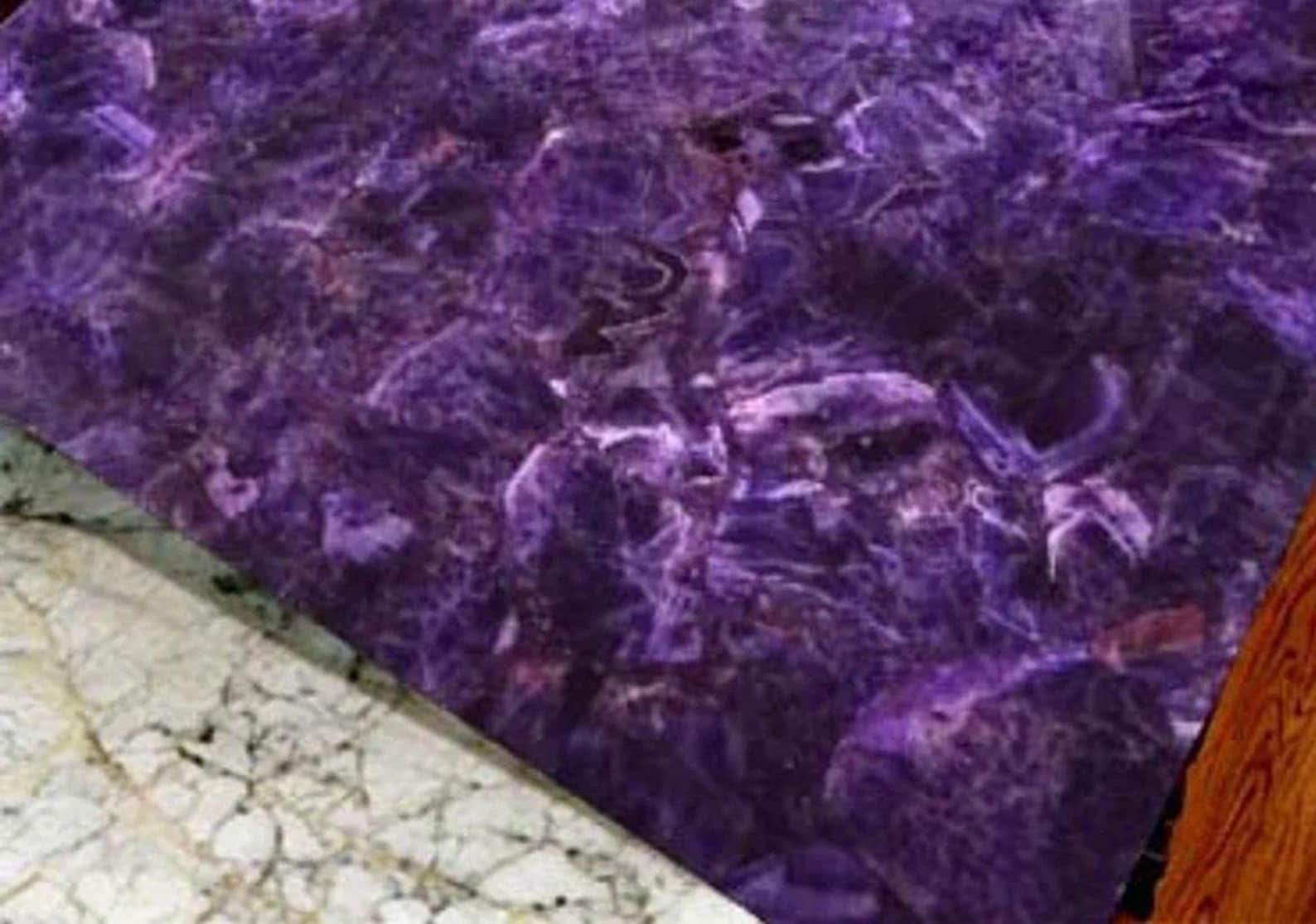 Purple Amethyst Gemstone Dining Table Top Kitchen Slab Countertop ...