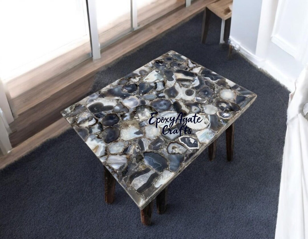 Natural Agate Stone Dining Table Custom Geode Modern Handmade ...