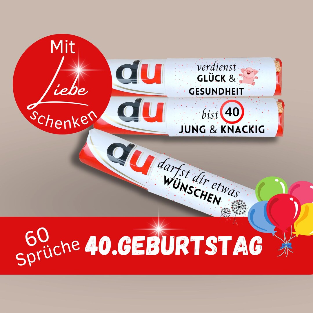 40th Birthday Present 60 Duplo Banderoles | Gift You Messages | Gift ...