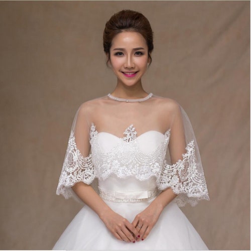 Handcrafted Wedding Ivory Lace Tulle Trim Bridal Shawl Wrap - Etsy