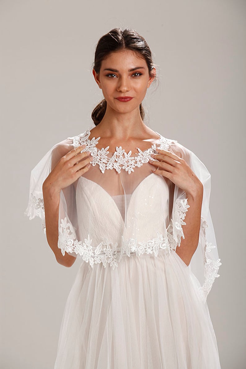 Handcrafted Wedding Ivory Lace Tulle Trim Bridal Shawl Wrap - Etsy