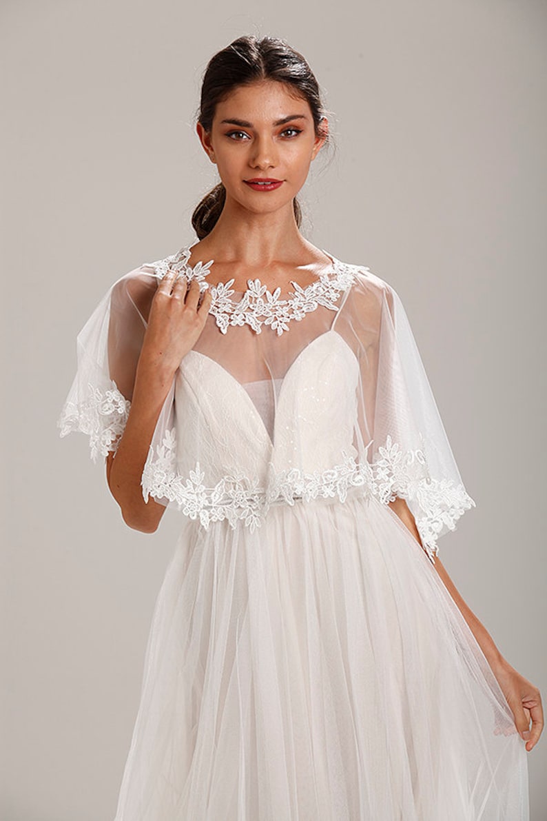 Handcrafted Wedding Ivory Lace Tulle Trim Bridal Shawl Wrap - Etsy