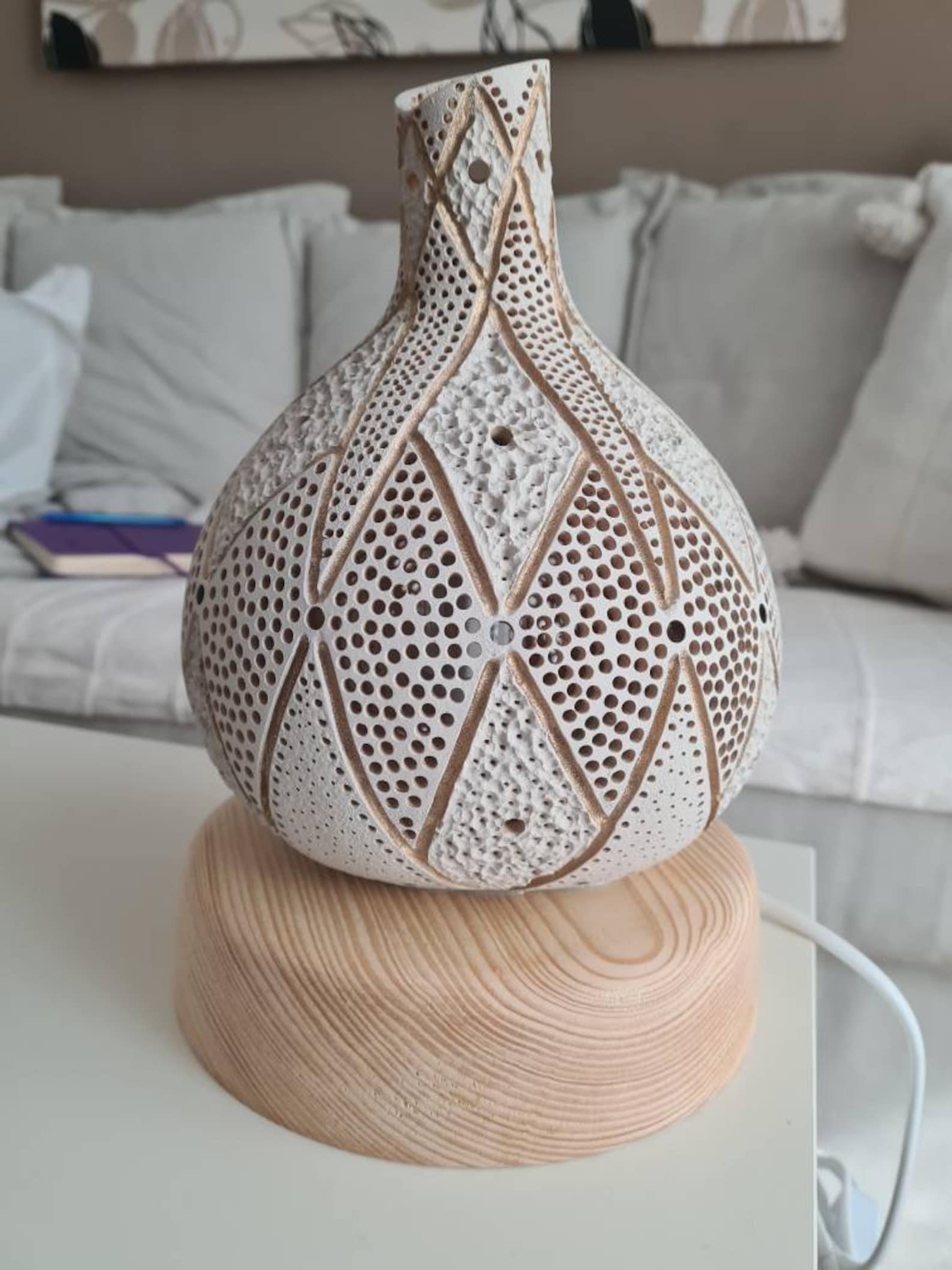 JUTE IV Gourd Lamp, Decorative Lamp, Handmade Lamp, Housewarming Gift ...