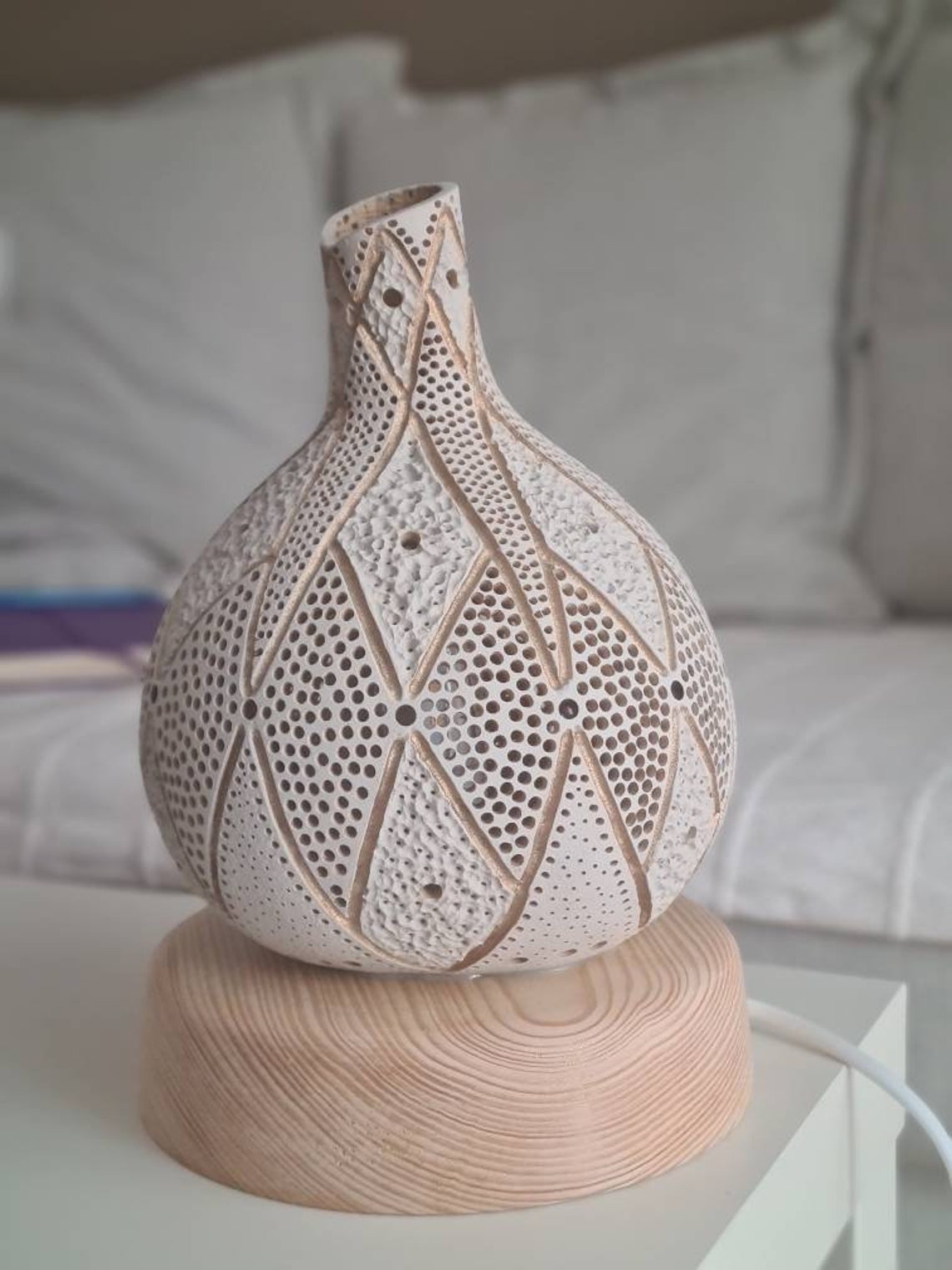 JUTE IV Gourd Lamp, Decorative Lamp, Handmade Lamp, Housewarming Gift ...