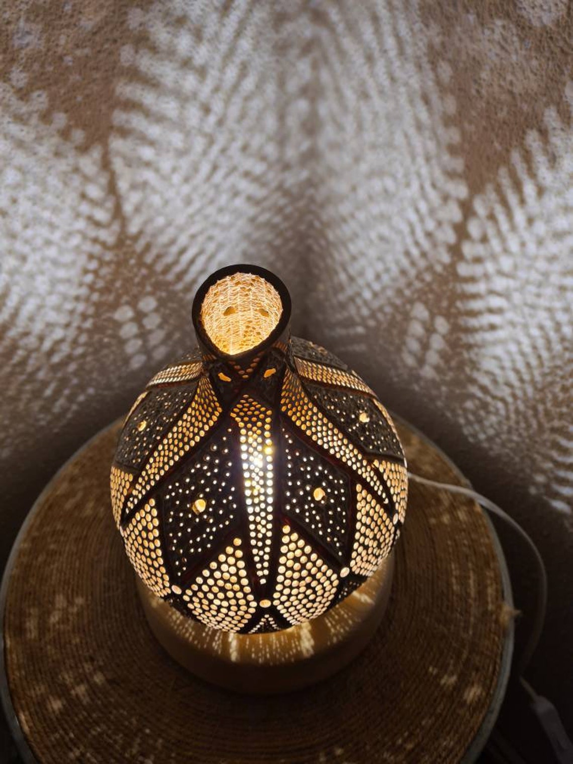 JUTE IV Gourd Lamp, Decorative Lamp, Handmade Lamp, Housewarming Gift ...