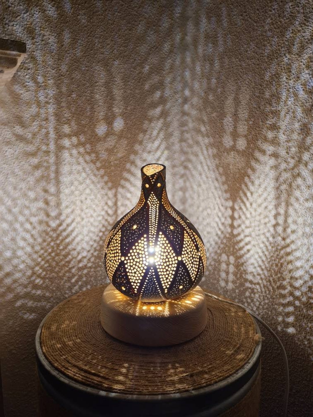 JUTE IV Gourd Lamp, Decorative Lamp, Handmade Lamp, Housewarming Gift ...