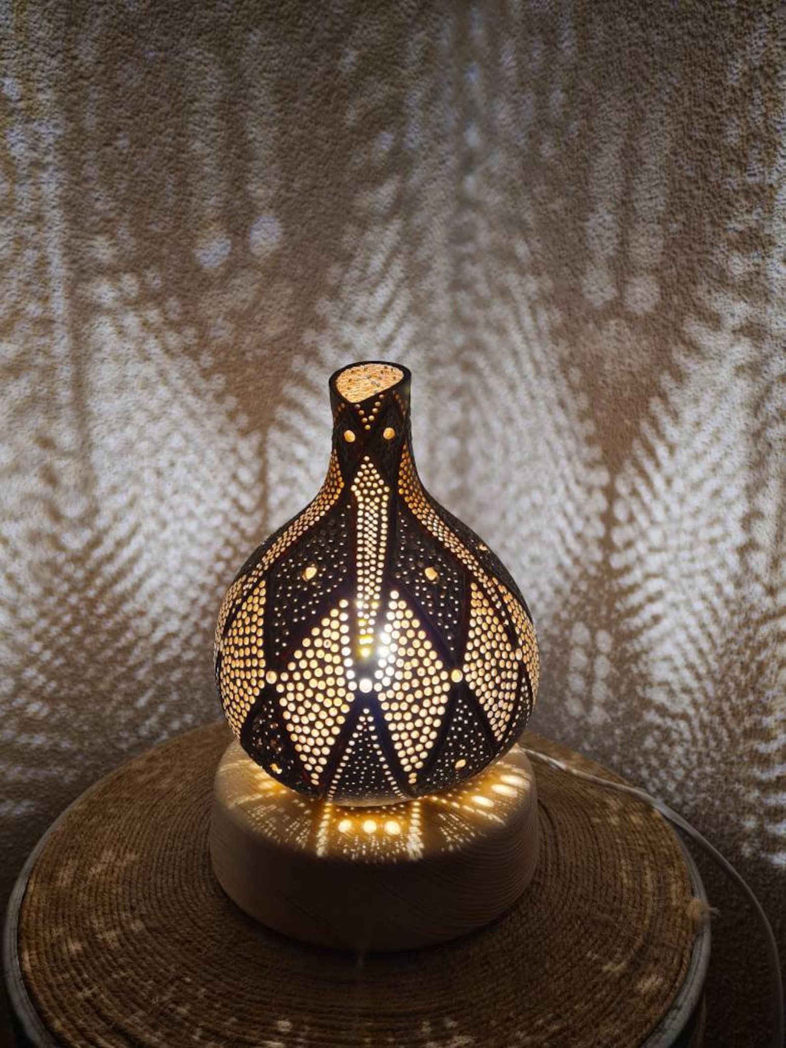 JUTE IV Gourd Lamp, Decorative Lamp, Handmade Lamp, Housewarming Gift ...