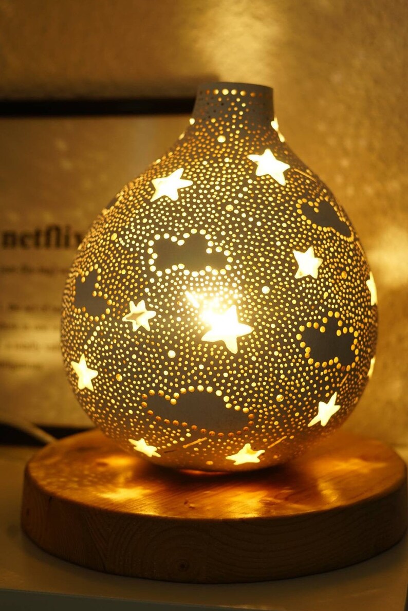 STARS Gourd Lamp Handcrafted Lamp Personalized Gift Stars - Etsy