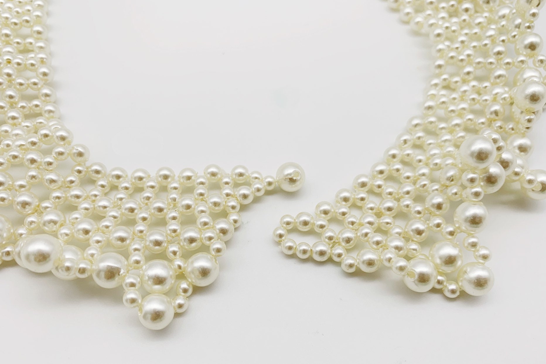 Elegant handmade pearl collar necklace wavy | Etsy