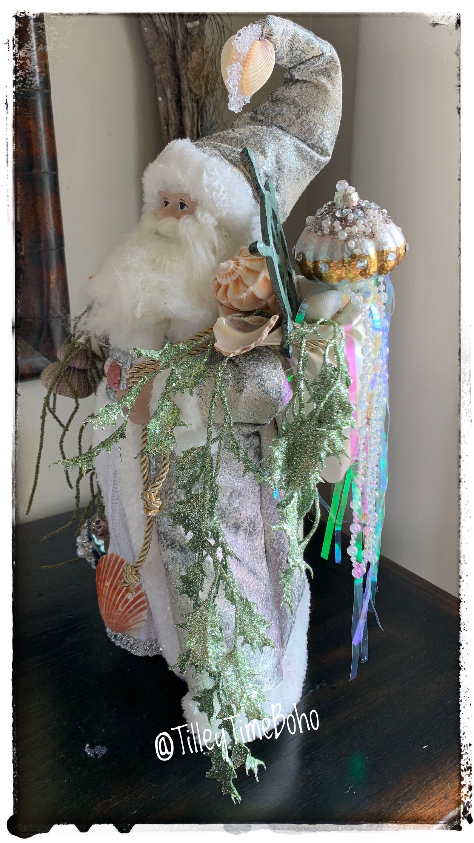 Large 22 Coastal Santa With Glass Sea Turtle and Fish Sea - Etsy