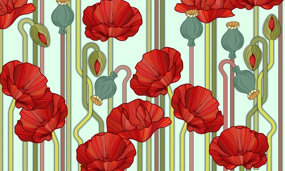 Art Deco Poppies - Etsy UK