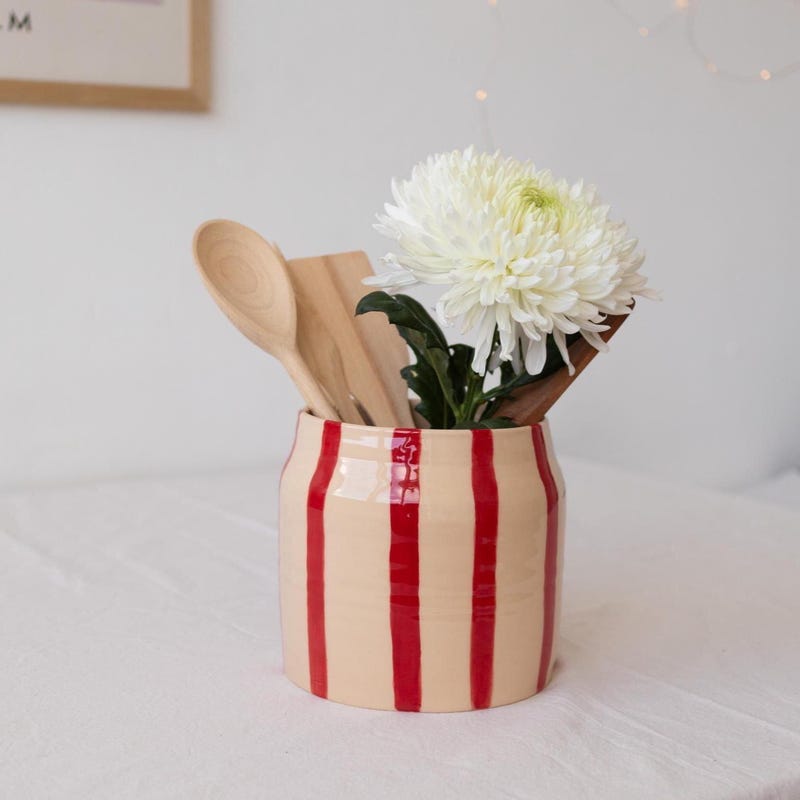Red Ceramic Utensil Pots - Etsy UK