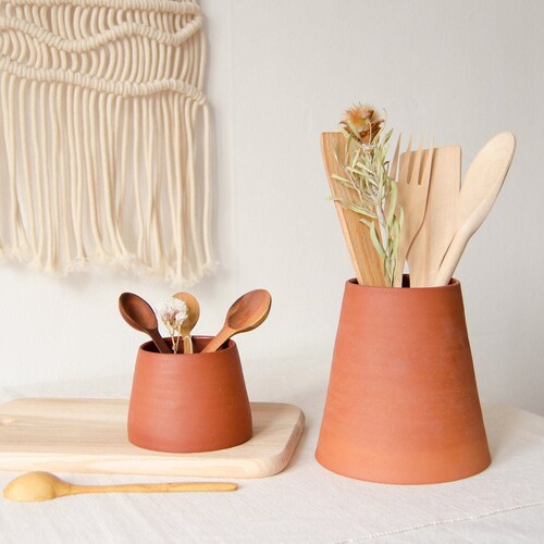 Ceramic Kitchen Utensil Holder Terracotta Spoon Holder - Etsy