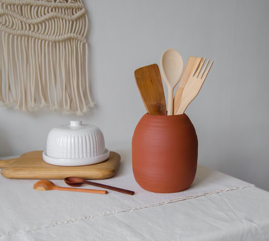 Ceramic Vase Terracotta Vase Utensil Holder Bud Vase | Etsy