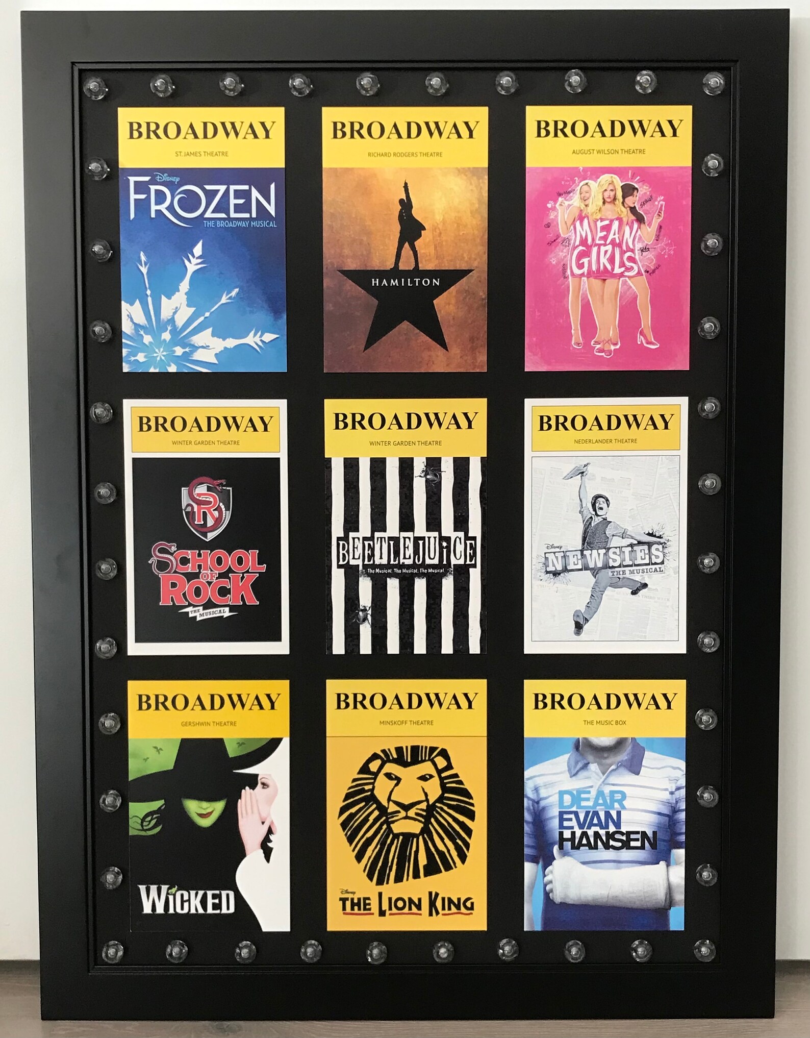 BROADWAY Playbill COLLAGE Wall Art With Marquee Lights | Etsy