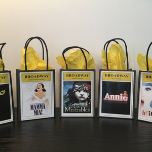 Set of 12 BROADWAY Musical Theatre MINI or SMALL Treat Gift Party Bags ...